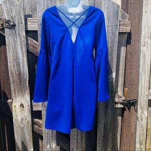 TCEC | Dresses | Tcec Bell Sleeve Dress Small Royal Blue V Neck | Poshmark